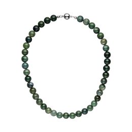 Kette ohne Anh&auml;nger Jobo, gr&uuml;n, Halsketten, Damen, Metall, L: 45, mit Moosachat 45 cm