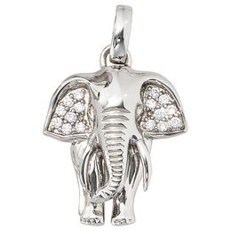 Kettenanh&auml;nger Jobo "Anh&auml;nger Elefant", silber (silber 925), Schmuckanh&auml;nger, Damen, Silber 925 (Sterlingsilber), Kettenanh&auml;nger, 925 Silber mit 16 Zirkonia