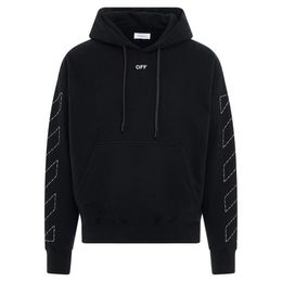 Off-White Off Stitch Diag Design Skate Fit Schwarzer Kapuzenpullover