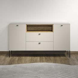 Sideboard Home Affaire "San Pedro", kaschmir und eiche, B:154cm H:85cm T:42cm, Sideboards, Sideboard, Kommode mit Softclose-Funktion - (B/T/H) 154/42/85 cm