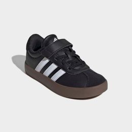Sneaker adidas Sportswear "VL COURT 3.0 KIDS", M&auml;dchen, Gr. 28, schwarz-wei&szlig; (core schwarz, ftwr wei&szlig;, core schwarz), Leder, Synthetik, Schuhe Sneaker, inspiriert vom Design des adidas samba, f&uuml;r Kinder & Jugendliche