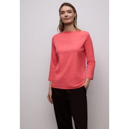 3/4-Arm-Shirt Street One, Damen, Gr. 36, striking coral, Web, 95% Baumwolle, 5% Elasthan, unifarben, normal normal, U-Boot-Ausschnitt, abgesteppt, Shirts 3/4-Arm-Shirt, Jersey