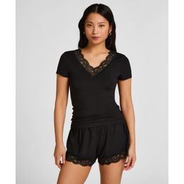 Hunkem&ouml;ller Pyjama HUNKEM&Ouml;LLER "Pyjama Set Nana", Damen, Gr. L, schwarz, 92% Modal, 8% Elasthan, Homewear-Sets Pyjama