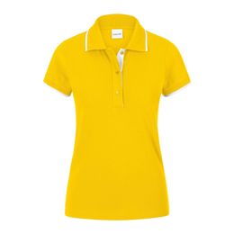 Madeleine Mode Kurzarmshirt MADELEINE "Shirt Sportives Poloshirt mit Halbarm", Damen, Gr. 40, gelb (sonnengelb), Obermaterial: 97% Baumwolle CO. 3% Elasthan EL., Modern, normal, Shirts