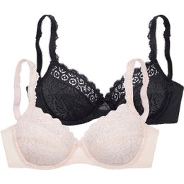 petite fleur by Lascana Damen B&uuml;gel-BH, puder+schwarz, Gr&ouml;&szlig;e 100B