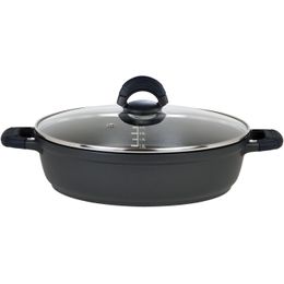 Servierpfanne GSW "SilcoGuss noir", schwarz, H:7,5cm &Oslash;:28cm, Pfannen, langlebige Antihaft-Versiegelung, Literskala, &Oslash; 28 cm, Induktion
