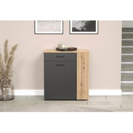 Schuhschrank Home Affaire "Estepona", anthrazit, B:80cm H:88cm T:36cm, Holzwerkstoff, Kunststoff, Schr&auml;nke, Schuhschrank, Schuhkommode mit 2 T&uuml;ren und Schubkasten &ndash; (B/T/H) 80/36/88 cm