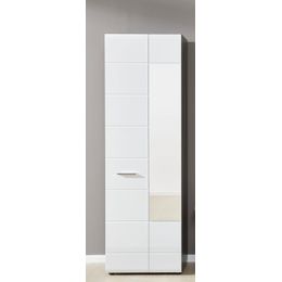 Garderobenschrank Home Affaire "Sovana", wei&szlig; hochglanz, eichefraben rauchsilber, B:60cm H:191cm T:35cm, FSC-zertifizierter Holzwerkstoff, Schr&auml;nke, Garderobenschrank, Garderobenschrank mit 2 T&uuml;ren & Spiegel - (B/T/H) 60/36/191 cm