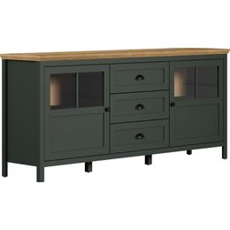 Sideboard Home Affaire "Vienna", tannengr&uuml;n, eiche, B:185cm H:86cm T:45cm, Sideboards, Sideboard, Kommode im Landhausstil - Beleuchtung, Glast&uuml;ren - B/T/H 185/45/86 cm