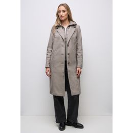 Langmantel Street One, Damen, Gr. 44, sandy mocca meliert, Stoff, Obermaterial: 100% Polyester. Untermaterial: 100% Polyester. Futter: 100% Polyester, unifarben, normal kniebedeckend, V-Ausschnitt, abgesteppt, M&auml;ntel, mit Kapuze mit Tunnelzugband