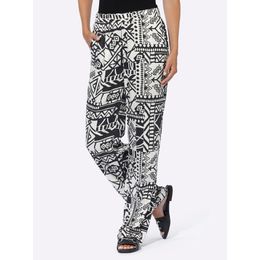 Schlupfhose Heine, Damen, Gr. 38, Normalgr&ouml;&szlig;en, schwarz (schwarz, champagner, bedruckt), 100% Modal, bedruckt, gemustert, mehrfarbig, lang, Hosen Schlupfhose