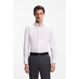 Businesshemd BOSS, Herren, Gr. 43, N-Gr, wei&szlig;100, Web, Obermaterial: 100% Baumwolle, unifarben, regular fit normal, Rundhals, Manschette mit Schlitz, Hemden, Kent-Kragen, Regular Fit, b&uuml;gelleichte Baumwollqualit&auml;t
