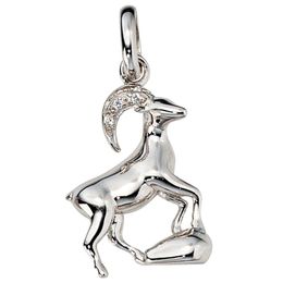 Sternzeichenanh&auml;nger Jobo "Anh&auml;nger Sternzeichen", silber 925, Schmuckanh&auml;nger, Damen, Steinbock, Silber 925 (Sterlingsilber), 925 Silber rhodiniert mit Zirkonia