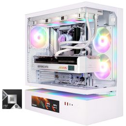 Cougar Gaming-PC "CFV235 Vision WT 8128 AMD Ryzen 9 9950X3D 32GB DDR5 2TB SSD RTX 5090", wei&szlig;, Microsoft Windows 11 Home (64 Bit), 32 GB RAM 2.000 GB SSD, Desktop-PCs, Windows 11, DDR5 RAM, Wasserk&uuml;hlung