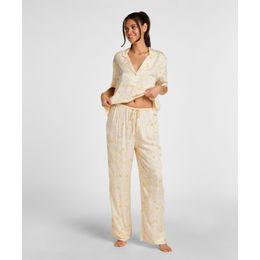Hunkem&ouml;ller Pyjama HUNKEM&Ouml;LLER "Hose Satin", Damen, Gr. L, wei&szlig;, 100% Viskose, Homewear-Sets Pyjama