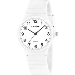 Quarzuhr Calypso Watches "Easy Time", wei&szlig;, Armbanduhren, Damen, Quarzuhr, Armbanduhr, Damenuhr, Silikonarmband, analog