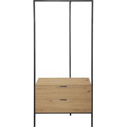 Garderobenschrank Home Affaire "Innsbruck", eichefarben und schwarz, B:85cm H:190cm T:45cm, Holzwerkstoff, Metall, Schr&auml;nke, Garderobenschrank, Garderobe mit Kleiderstange & 2 Schubladen - (B/T/H) 85/47/190 cm