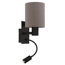 Eglo Wandleuchte "PASTERI", schwarz (schwarz, anthrazit, braun), 2, &Oslash; 15cm H: 38cm, 1 Stk., Leuchten, Wandlampe, Spot, Metall und Textil, E27, Wandleuchte