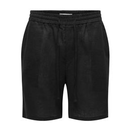 Only & Sons Shorts ONLY & SONS "ONSLAURENCE LINEN BLEND SHORTS NOOS", Herren, Gr. M, N-Gr, meteorite, Web, Obermaterial: 55% Leinen, 45% Viskose, unifarben, regular fit kniefrei, Hosen Shorts, Viskosemischung, regular fit