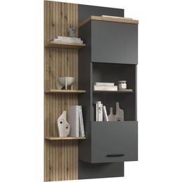 H&auml;ngevitrine Home Affaire "Bajo", anthrazit, evoke eiche, B:80cm H:161cm T:32cm, Glas, Holzwerkstoff, Kunststoff, Schr&auml;nke, H&auml;ngeschrank mit 1 T&uuml;r & 1 Glasboden &ndash; (B/T/H) 80/32/161 cm