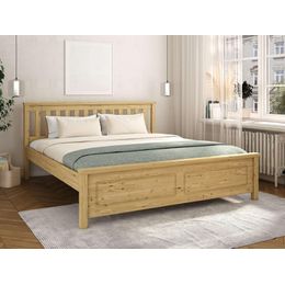Bett OTTO HOME "Fredegard, skandinavischer Stil, vielseitig kombinierbar, 2 Breiten", kiefer, B:189,6cm H:95,8cm L:213,1cm, Betten, Bett, Sprossen am Kopfteil, mit Lattenrost, Kassettenoptik