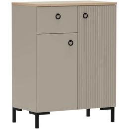 Kommode Home Affaire "Luminara", cashmere (beige), eiche, B:70cm H:93cm T:41cm, Holzwerkstoff, MDF, Metall, Sideboards, Kommode, Kommode mit Soft-Close und Platz f&uuml;r 5 Schuhpaare - (B/T/H) 70/41/93cm