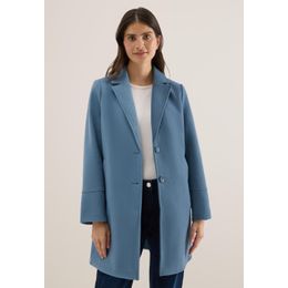 Wollmantel Cecil, Damen, Gr. XXL (46), beige (moonstone blau), Stoff, Obermaterial: 90% Polyester, 10% Viskose. Futter: 100% Polyester, unifarben, comfort fit ca. Mitte Oberschenkel, V-Ausschnitt, abgesteppt, M&auml;ntel, mit Reverskragen