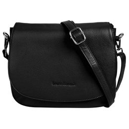 Umh&auml;ngetasche Bruno Banani "SAMEA", M&auml;dchen, Gr. B/H/T: 24cm x 20cm x 6cm onesize, schwarz, Leder, leicht gl&auml;nzend, unifarben, Taschen Umh&auml;ngetasche, echt Leder