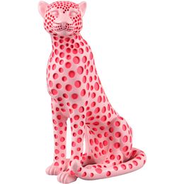 Skulptur Mirrors and More "PANTRA", pink, B:10,5cm H:26cm, Polyresin, Dekofiguren, Dekofigur in auff&auml;lliger Leopardenform