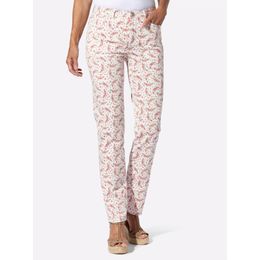 Bequeme Jeans Classic Basics, Damen, Gr. 54, Normalgr&ouml;&szlig;en, ecru, rosenholz, bedruckt, 97% Baumwolle, 3% Elasthan, bedruckt, gebl&uuml;mt, gemustert, mehrfarbig, lang, Jeans