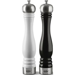 Feinkost K&auml;fer Salz- / Pfefferstreuer K&Auml;FER, schwarz-wei&szlig; (schwarz, wei&szlig;), B:6cm H:32cm &Oslash;:6cm, Gew&uuml;rzstreuer, FSC, Keramik-Mahlwerk f&uuml;r Salz, Edelstahl-Mahlwerk f&uuml;r Pfeffer