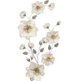 Wanddekoobjekt "Wanddekoration", beige (cremewei&szlig;), B:46cm H:85cm T:6cm, Metall, HOFMANN LIVING AND MORE, Wanddekoobjekte, Metalldeko aus Metall, mit Bl&uuml;ten