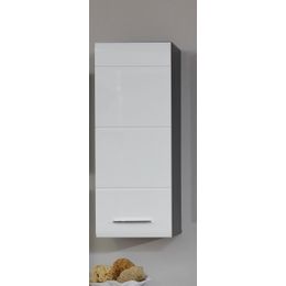 H&auml;ngeschrank Welltime "Sovana", korpus, front: eichefarben rauchsilber, wei&szlig; hochglanz, B:30cm H:77cm T:23cm, Holzwerkstoff, Schr&auml;nke, H&auml;ngeschrank, Badezimmerschrank mit 2 F&auml;chern in Wei&szlig; - (B/T/H) 30/24/77 cm