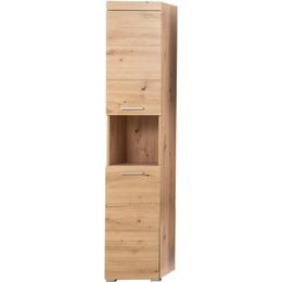 Hochschrank Welltime "Avena", asteichefarben, B:37cm H:190cm T:31cm, Schr&auml;nke, Hochschrank, Badezimmerschrank 2-t&uuml;rig mit offenem Fach - 2 verstellbare B&ouml;den
