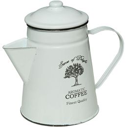 Kanne AMBIENTE HAUS "Kaffeekanne aus Emaille in Antikwei&szlig;", wei&szlig;, B:21cm H:19cm, Emaille, Kannen, Kaffeekanne