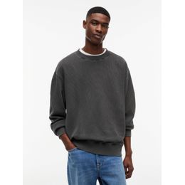 Rundhalspullover Tommy Jeans "TJM RELAXED WASHED WAFFLE", Herren, Gr. L, schwarz, Sweatware, Obermaterial: 100% Baumwolle, relaxed fit, Rundhals, Rippb&uuml;ndchen, Pullover Rundhalspullover