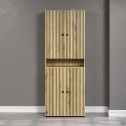 Hochschrank Welltime "Amrum", eiche, B:70cm H:188cm T:31cm, Holzwerkstoff, Metall, Schr&auml;nke, Hochschrank, Badezimmerschrank mit und ohne Schublade - (B/T/H) 40-70/31/186 cm