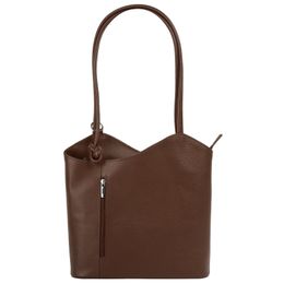 Cityrucksack CLUTY, Damen, Gr. B/H/T: 29cm x 28cm x 9cm, onesize, braun, Leder, Rindsleder, beschichtet, leicht gl&auml;nzend, Rucks&auml;cke Cityrucksack, echt Leder, Made in Italy