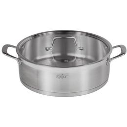Feinkost K&auml;fer Servierpfanne K&Auml;FER "K&auml;fer Pfanne aus Edelstahl", silber (silberfarben), H:9cm &Oslash;:28cm, Pfannen, &Oslash; 28 cm, Wabenboden, recycelter Edelstahl, induktionsf&auml;hig