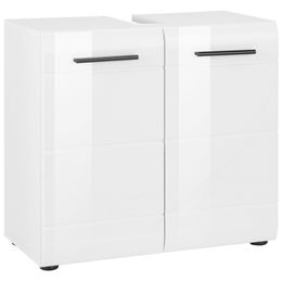 Waschbeckenunterschrank Welltime "Sovana", wei&szlig;, wei&szlig; hochglanz, B:60cm H:56cm T:31cm, Holzwerkstoff, Schr&auml;nke, Waschbeckenunterschrank, Waschtisch mit verstellbarem Fach - Ma&szlig;e (B/T/H) 60/31/56 cm