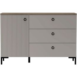 Sideboard Home Affaire "Luminara", cashmere (beige), eiche, B:120cm H:81cm T:41cm, Holzwerkstoff, MDF, Metall, Sideboards, Sideboard, Kommode mit Soft-Close Funktion - 120 oder 150 cm Breite