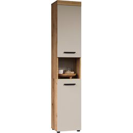 Hochschrank Welltime "Isera", kaschmir, evoke eiche, B:36cm H:184cm T:31cm, Holzwerkstoff, Schr&auml;nke, Hochschrank, Badschrank mit 2 T&uuml;ren und 1 offenem Fach &ndash; (B/T/H) 36 /31/184 cm