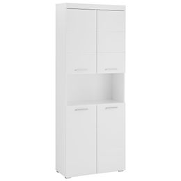 Hochschrank Welltime "Avena", wei&szlig;, wei&szlig; hochglanz, B:73cm H:190cm T:31cm, Schr&auml;nke, Hochschrank, Badschrank 4-t&uuml;rig mit o. Fach und 4 Einlegeb&ouml;den - B/T/H 73/31/190 cm