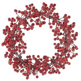 Kunstkranz Creativ green "Beerenkranz", rot, T:8cm &Oslash;:31cm, Kunststoff, Kunstpflanzen, mit geeister Optik