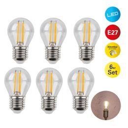 N&auml;ve N&Auml;VE LED-Leuchtmittel "Daffy", Energieeffizienz: E (A-G), transparent (klar), L:8cm &Oslash;:4,5cm, Leuchtmittel, 6er Set, LED in warmwei&szlig;, E27, dimmbar, Farbe klar, D: 4,5cm, H: 8cm