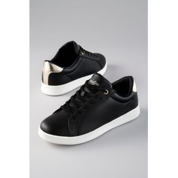 Sneaker ANISTON SHOES, Damen, Gr. 36, schwarz, goldfarben, Lederimitat, Schuhe Skaterschuh Sneaker low Retrosneaker, Schn&uuml;rschuh, Freizeitschuh mit Metallic-Akzent, Topseller