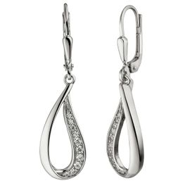 Paar Ohrh&auml;nger Jobo "Tropfen", silber (silber 925, wei&szlig;), Ohrringe, Damen, Silber 925 (Sterlingsilber), 925 Silber mit 20 Zirkonia