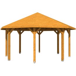 Skan Holz Holzpavillon SKANHOLZ "Nice 3", braun (eiche hell), B/H/T: 347cm, Pavillons, Leimholz, 471 x 471 cm