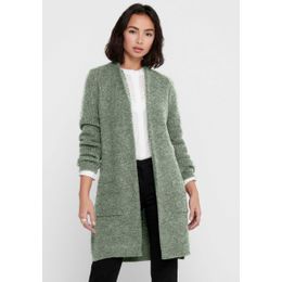 Longstrickjacke Only "ONLJADE L/S CARDIGAN KNT NOOS", Damen, Gr. XS, gr&uuml;n (colorot granite gr&uuml;n melang), Rippstrick, Obermaterial: 81% Polyacryl, 19% Polyester, meliert, ca. Mitte Oberschenkel, V-Ausschnitt, Strickjacken Longstrickjacke