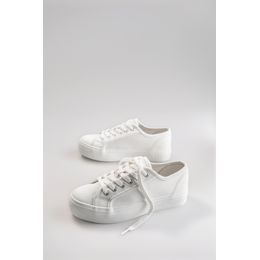 Plateausneaker ANISTON SHOES, Damen, Gr. 40, wei&szlig;, Textil, Basic, Schuhe Plateausneaker, Fre&iacute;zeitschuh, Basic-Sneaker, Schn&uuml;rschuh mit Plateau